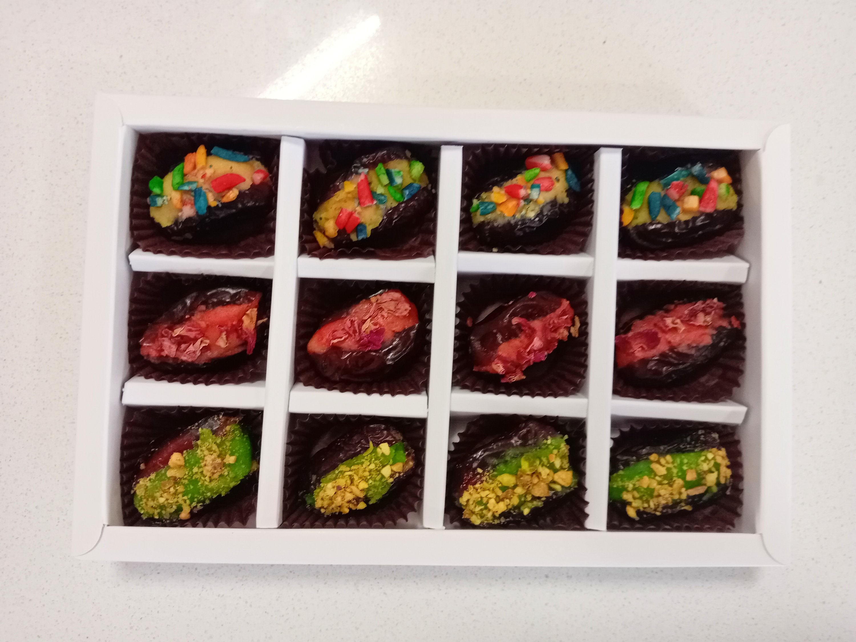 12 Luxe Stuffed Dates (Burfee) – Haus of Chocolat